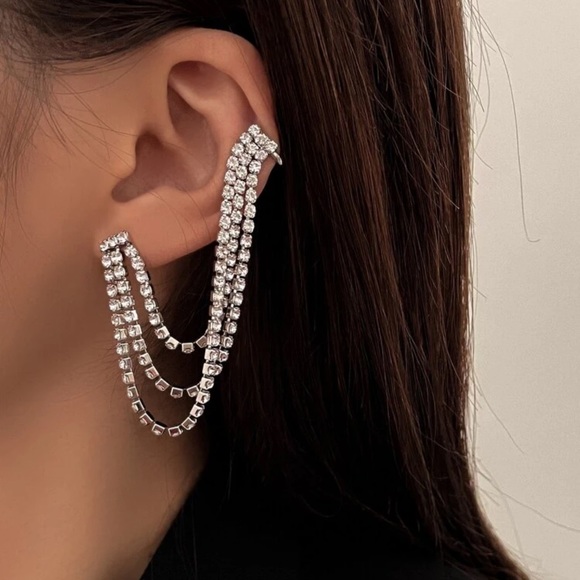Kathrono | Jewelry | Stunning Premium Rhinestone Cascading Layered Ear ...
